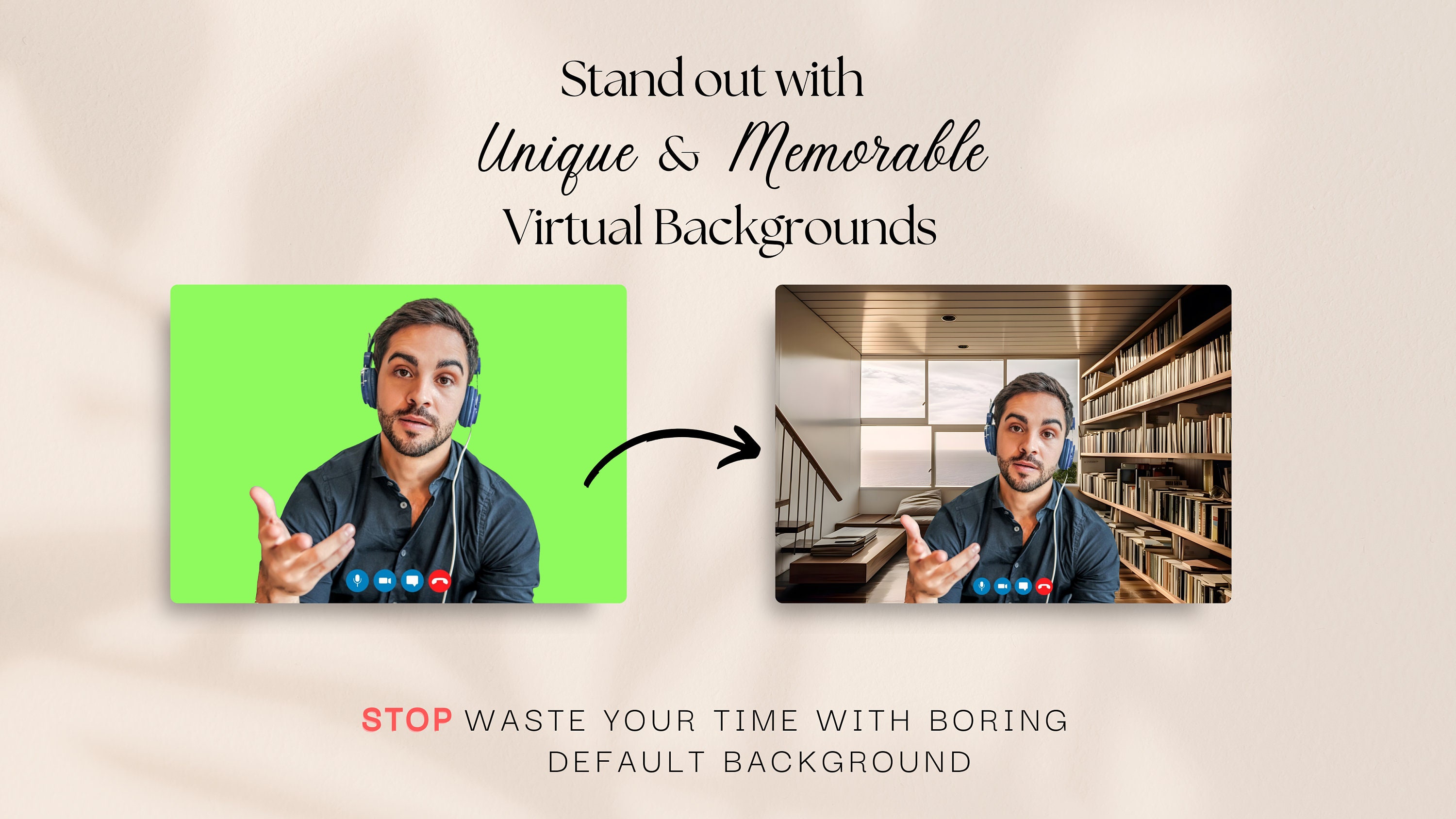 Beige Room Zoom Background for Meetings, Zoom Digital Virtual Backdrop ...