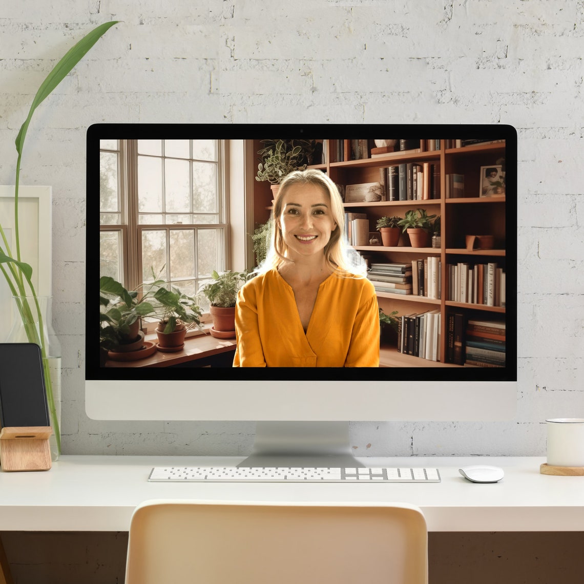 Wooden Bookshelf Zoom Background for Meetings, Zoom Digital Virtual ...