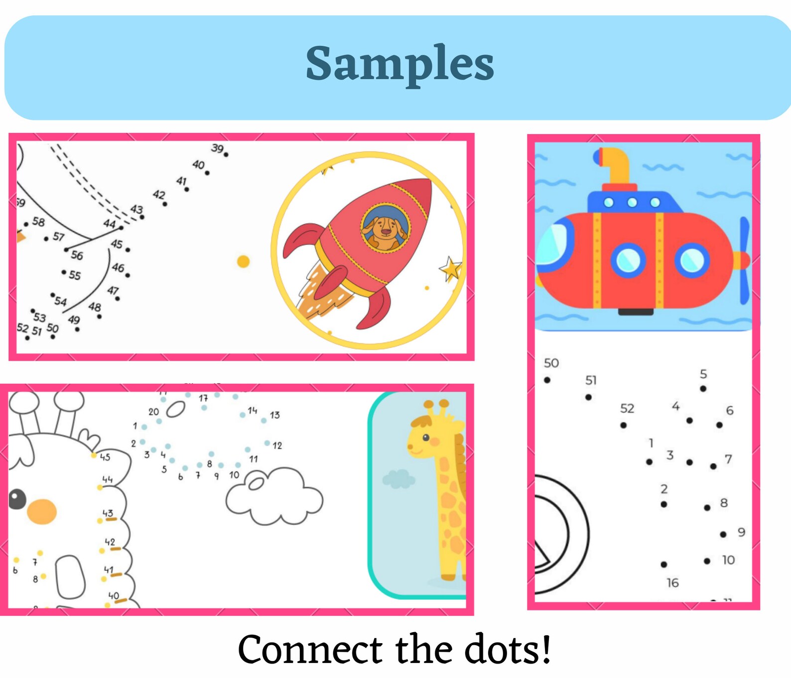 Connect the Dots, Dot to Dot for Kids, Dot to Dot Printable, Preschool ...