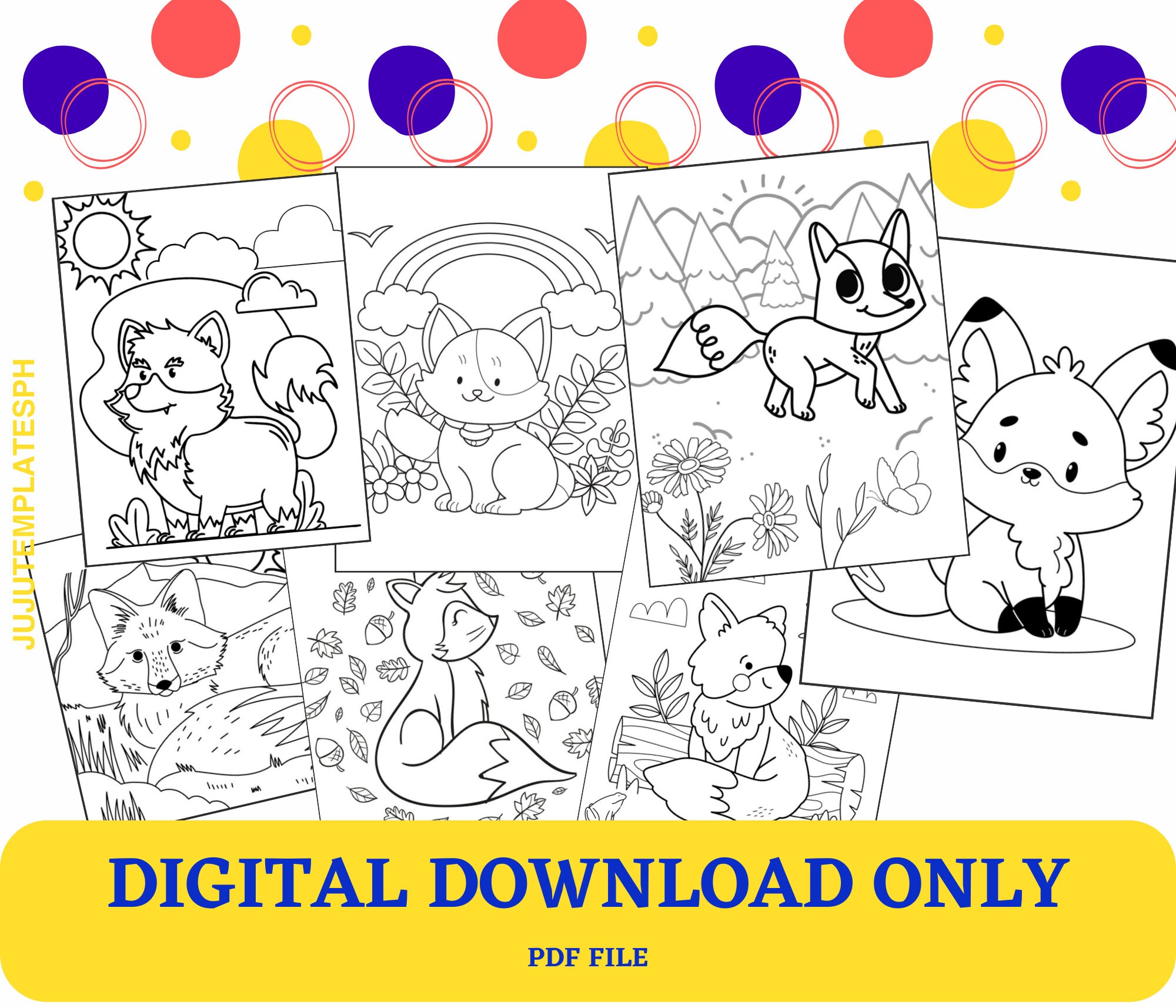 FOX Coloring Pages, FOX Printables, Fox Drawing, Fox Coloring ...