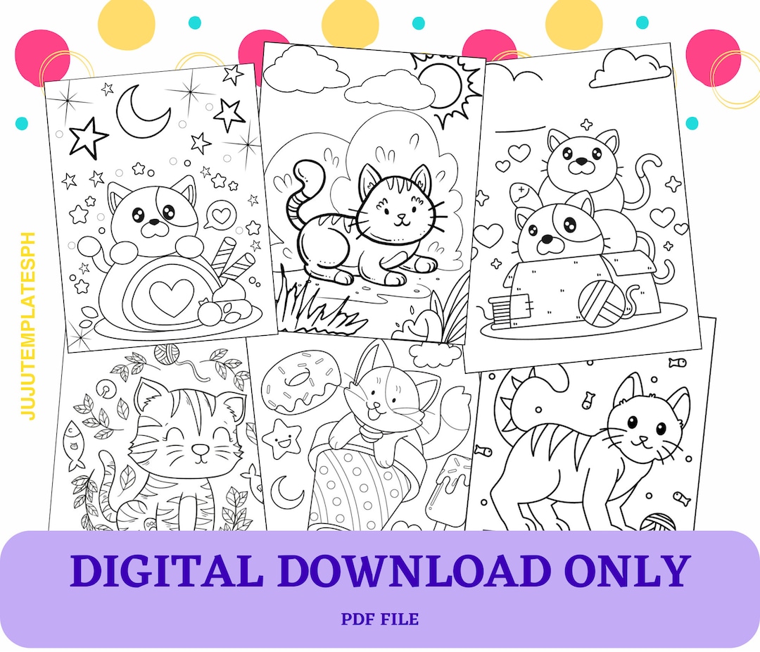 CAT Coloring Pages, CAT Printables, Cat Drawing, Cat Coloring ...