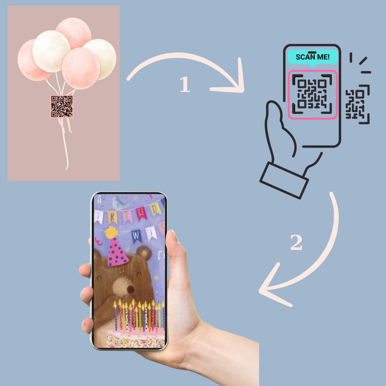 Happy Birthday Wishes Digital Card Download QR Code - Etsy