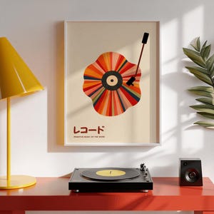 Retro Japanese Music Poster: Vintage Vinyl Record Wall Art (digital ...