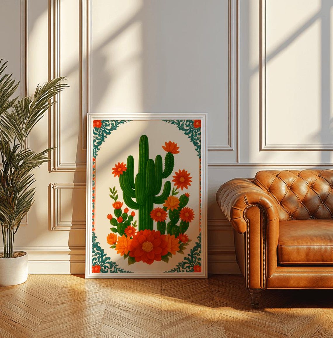 Cactus Folk Art Print: Southwestern Floral Wall Decor (digital Download ...