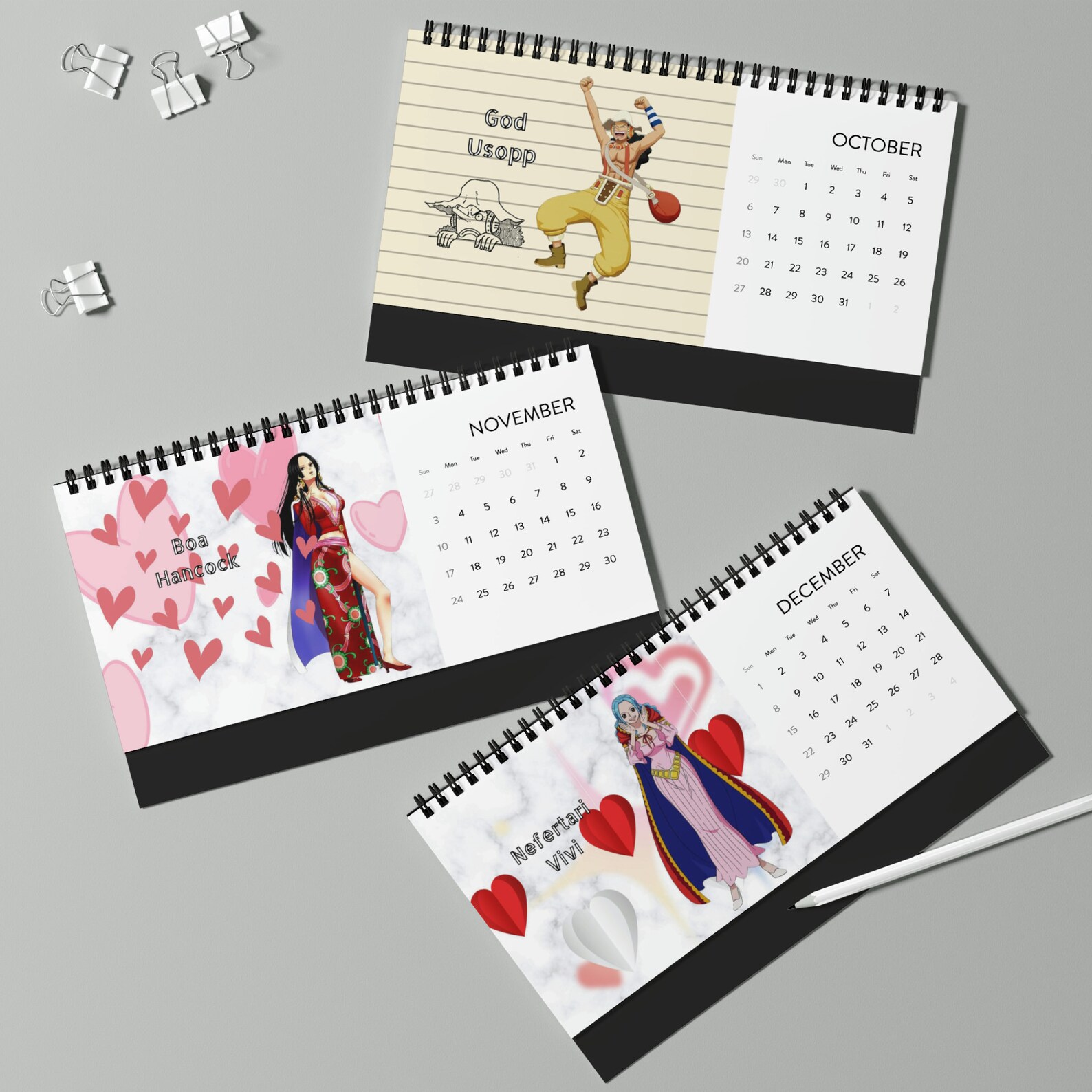 2024 Anime Art Calendar Personalized 10x5 Desk Decor, High-quality ...
