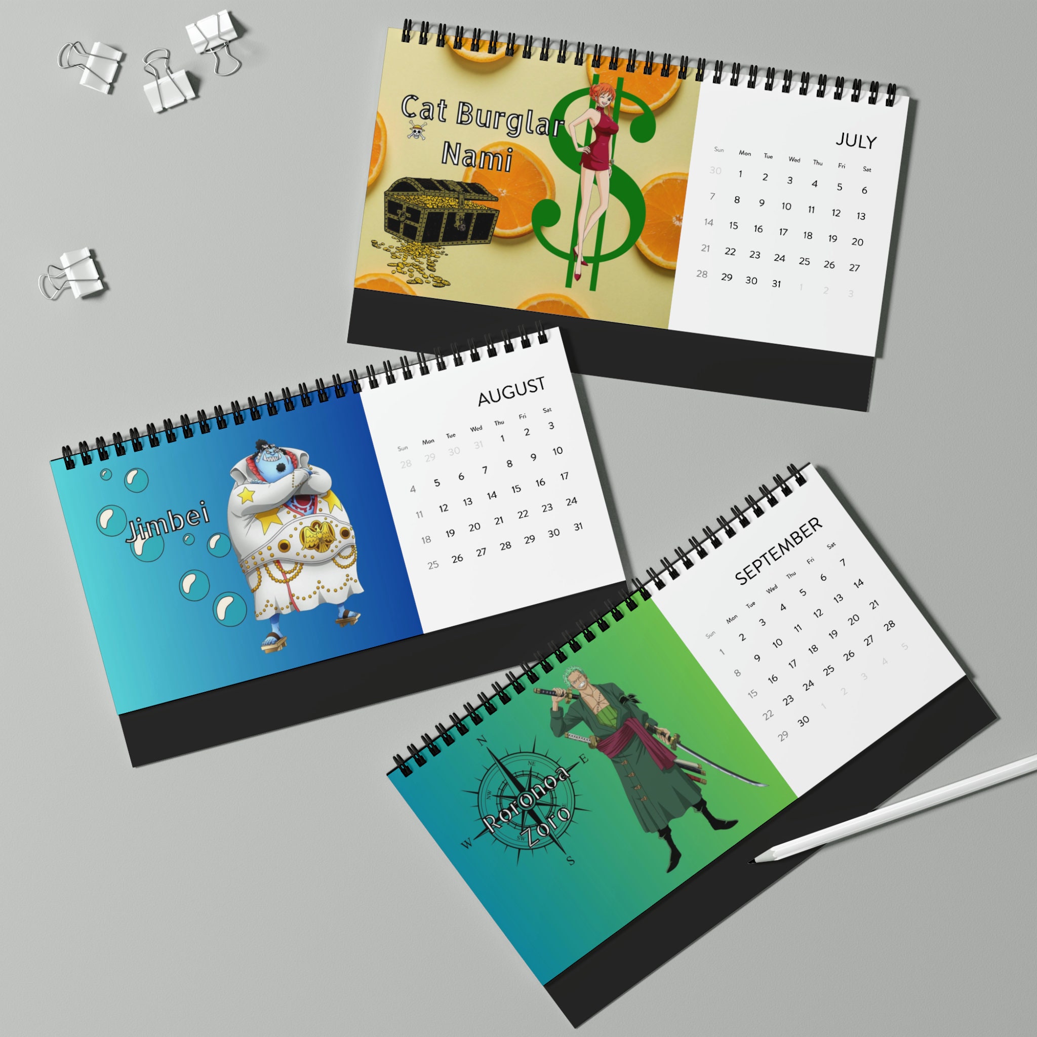 2024 Anime Art Calendar Personalized 10x5 Desk Decor, High-quality ...