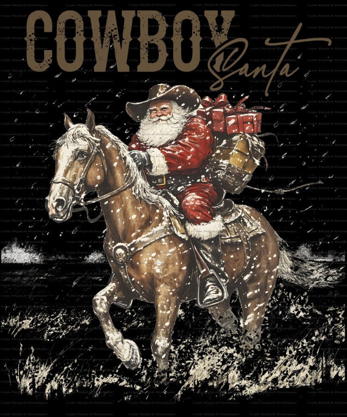 Cowboy Santa Png, Western Cowboy Santa Claus Png, Western Christmas Png ...
