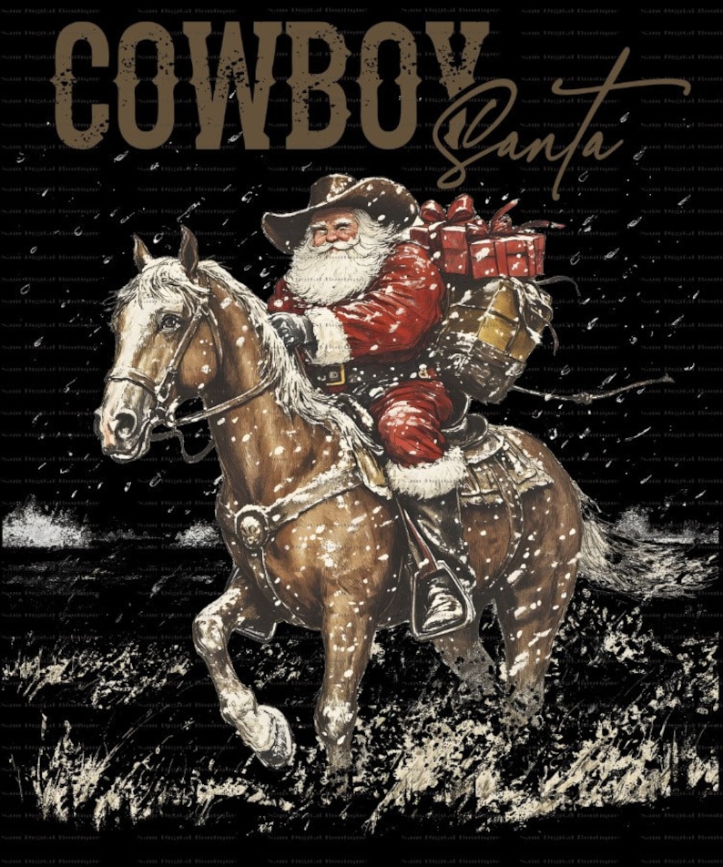 Cowboy Santa Png, Western Cowboy Santa Claus Png, Western Christmas Png ...