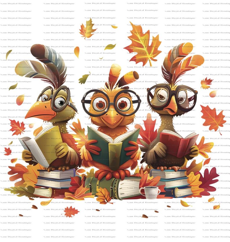 Turkeys Reading Books Png, Thanksgiving Fall Reading Bulletin Board Png ...