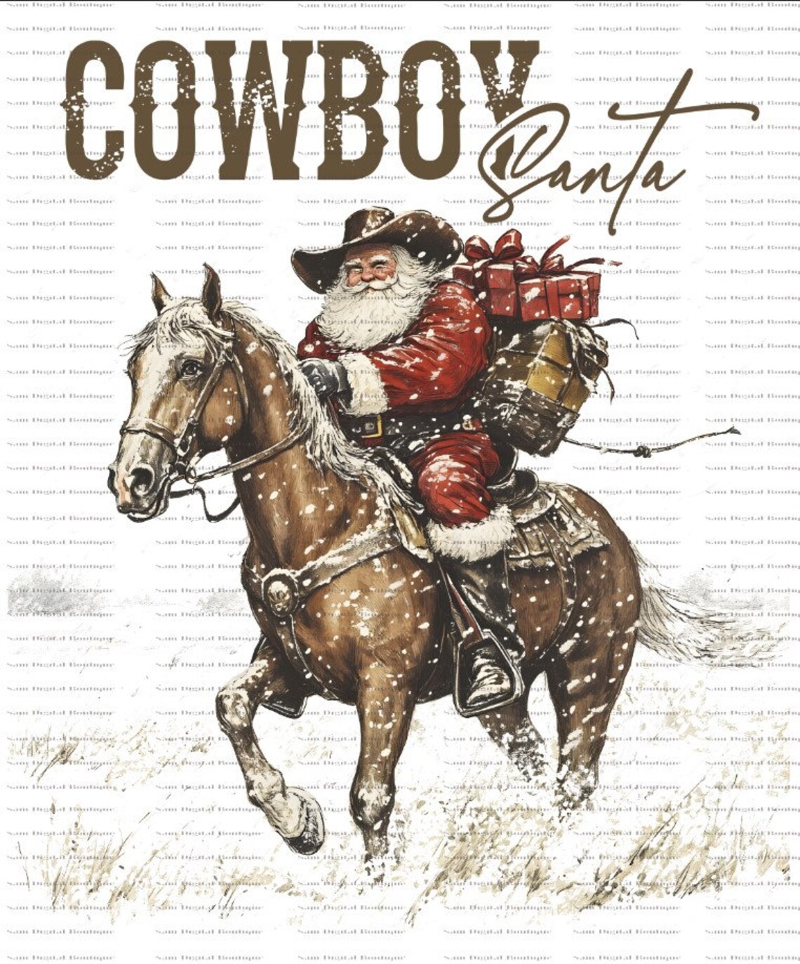 Cowboy Santa Png, Western Cowboy Santa Claus Png, Western Christmas Png ...