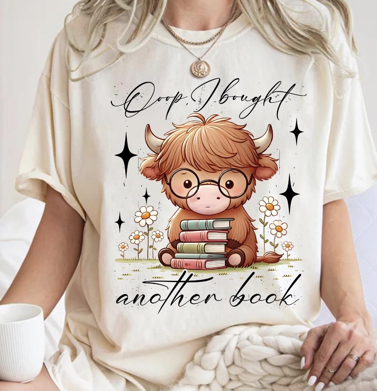 Oops I Got Another Book Highland Cow Png, Funny Reading Humor Png ...