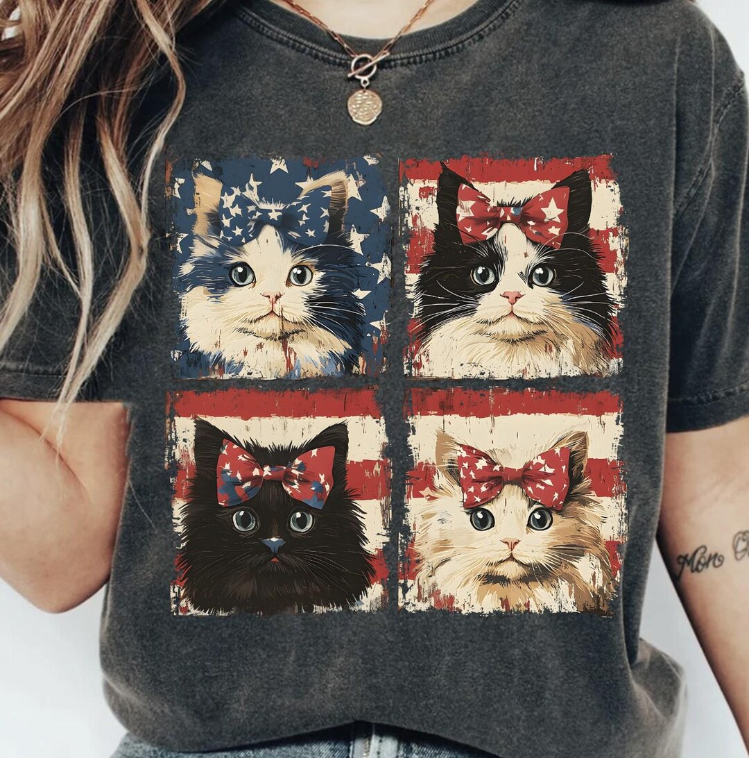 Patriotic Cats PNG, Fourth of July Cats Clipart, Usa-themed Cat Design ...