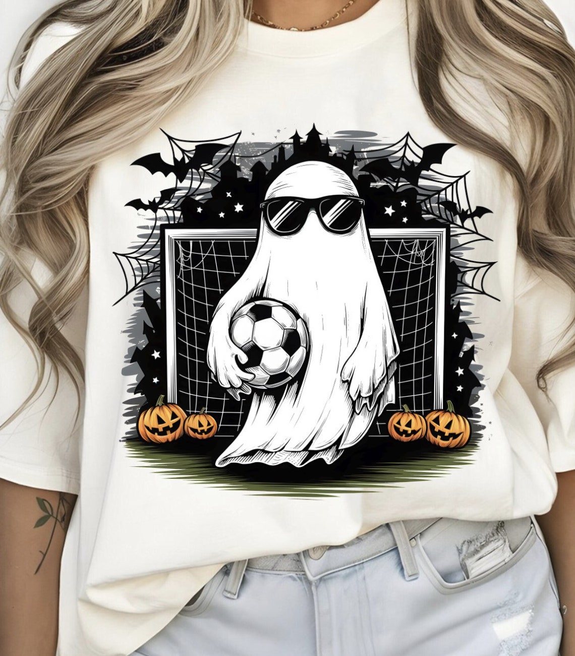 Soccer Ghost Png, Cute Ghost Playing Soccer Png, Retro Halloween Png ...