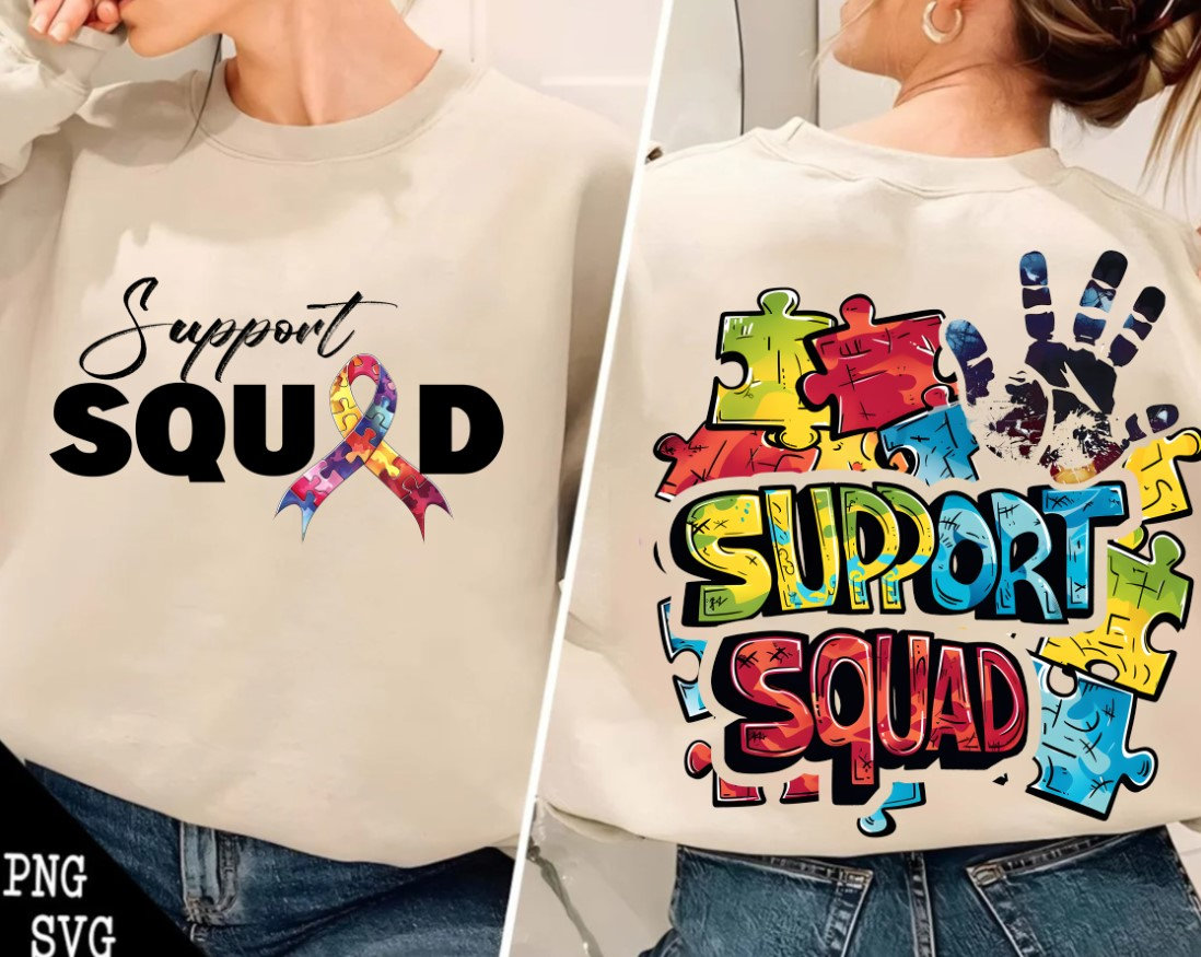 Autism Support Squad Png Sublimation Design Download, Autism Awareness ...