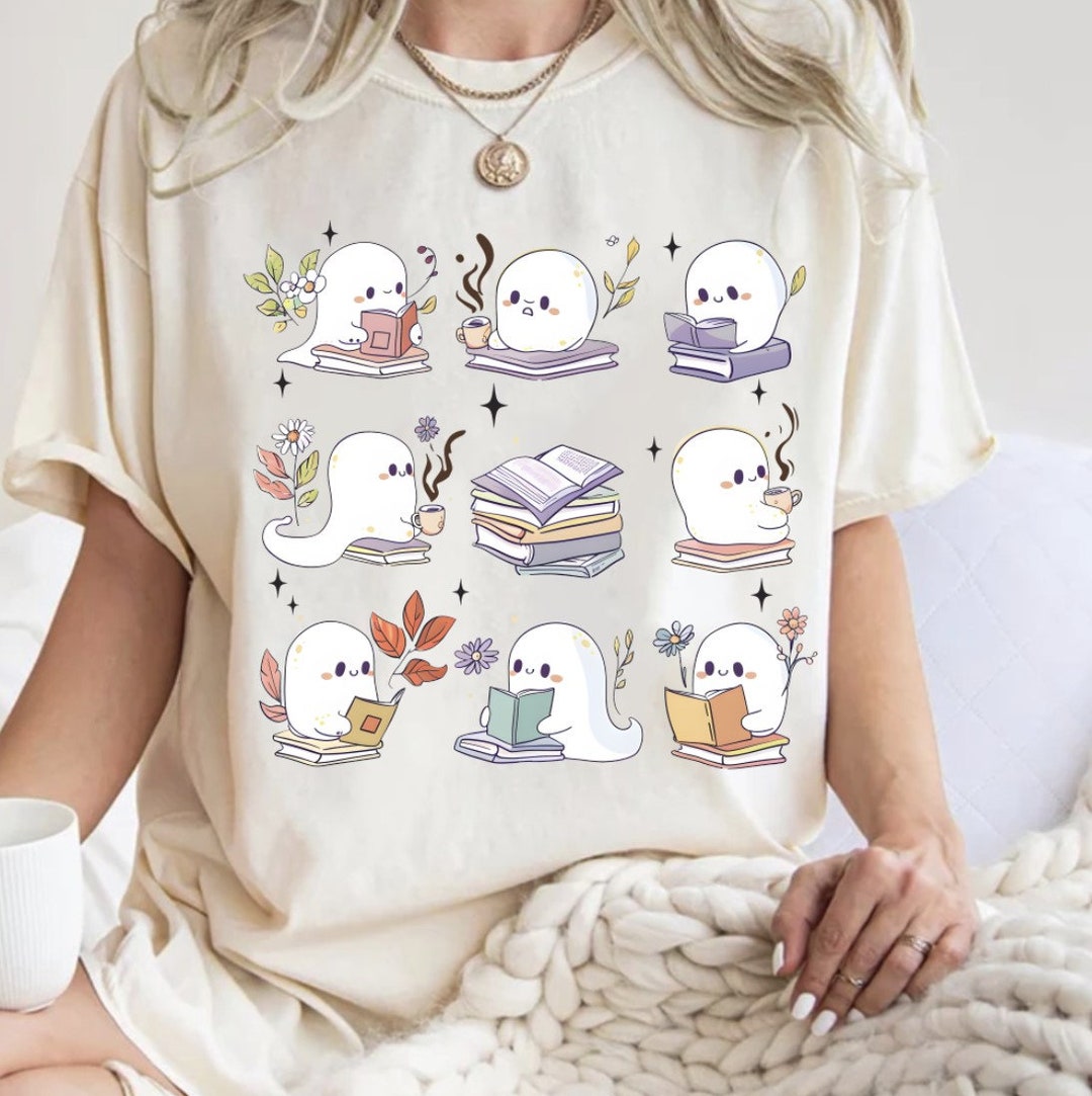 Funny Book Lover Halloween PNG, Cute Ghost Book Nerd, Ghost Halloween ...