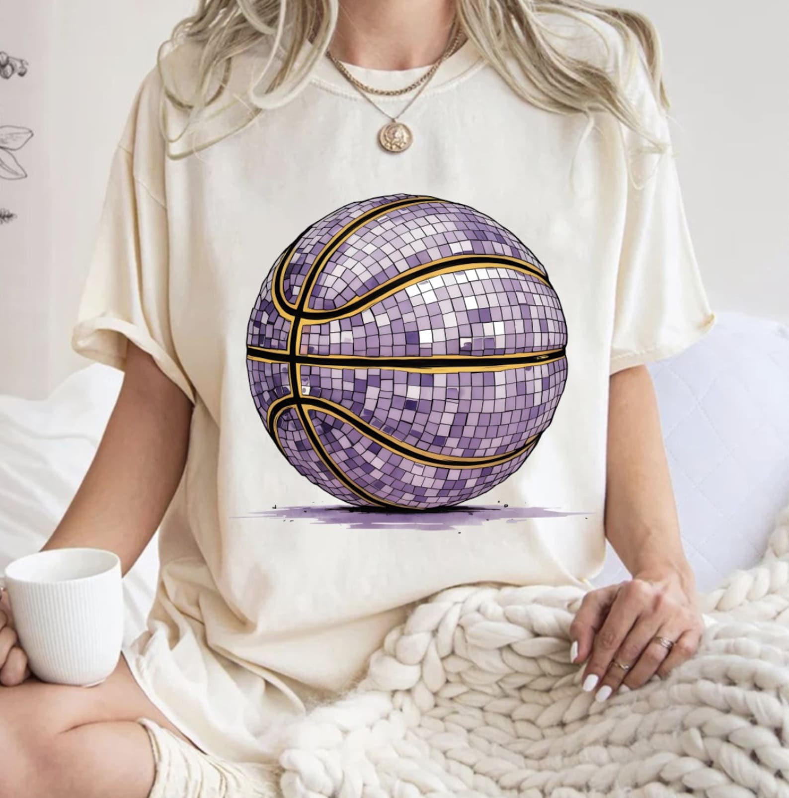 Basketball Coquette Png, Purple and Gold Glitter Basketball, Disco ...