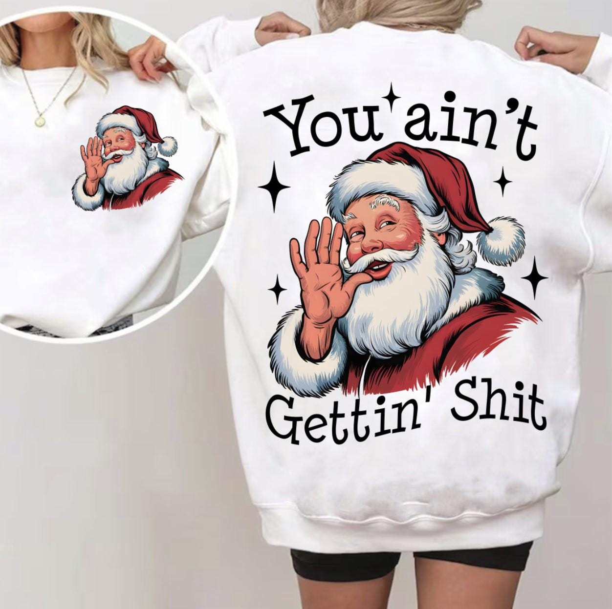 You Ain't Gettin' Shit Png, Funny Santa Claus Png, Trendy Christmas Png ...