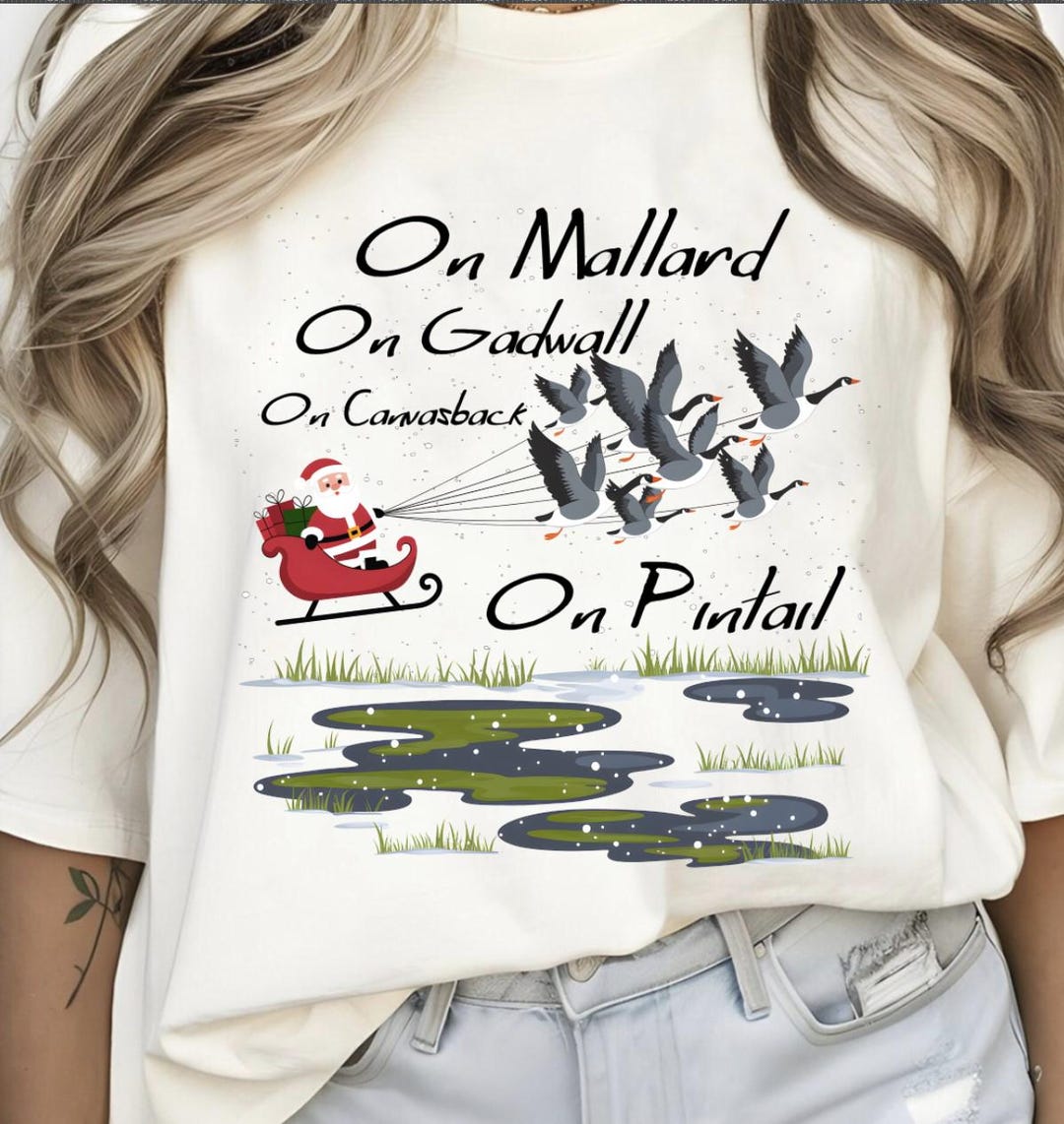 On Mallard on Gadwall Christmas Png, Funny Duck Hunting Santa Png ...