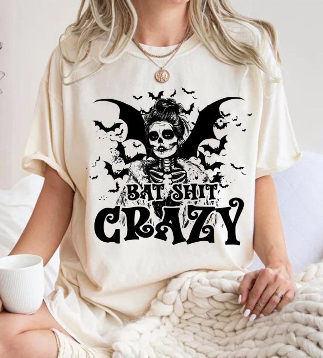 Bat Shit Crazy Halloween Png, Spooky Season Witch Messy Bun Skull Png ...