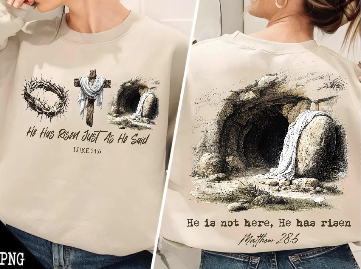 He is Not Here He Has Risen Png, Matthew 28:6, Easter Png, Vintage ...