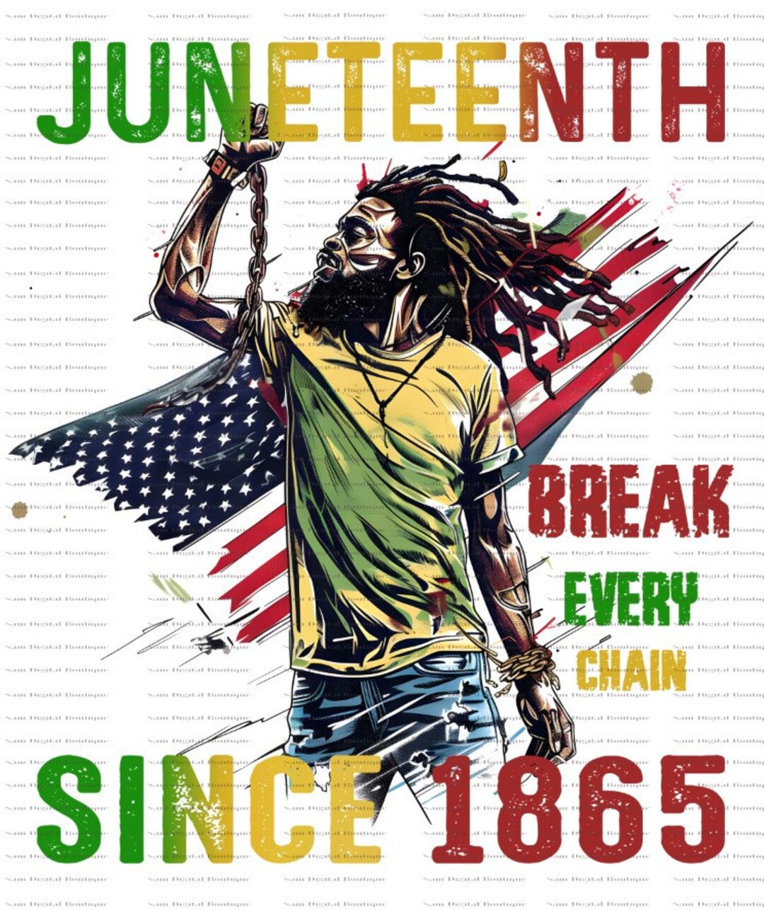 Juneteenth Breaking Every Chain Png, Black Man Dreadlocks PNG, Black ...