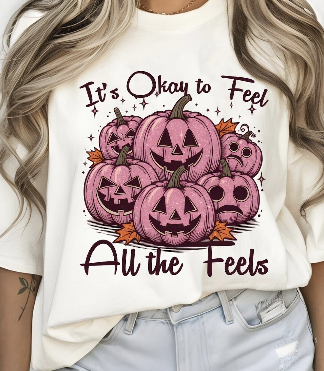Okay to Feel All the Feels Png, Mental Health Halloween Png, Pumpkin ...