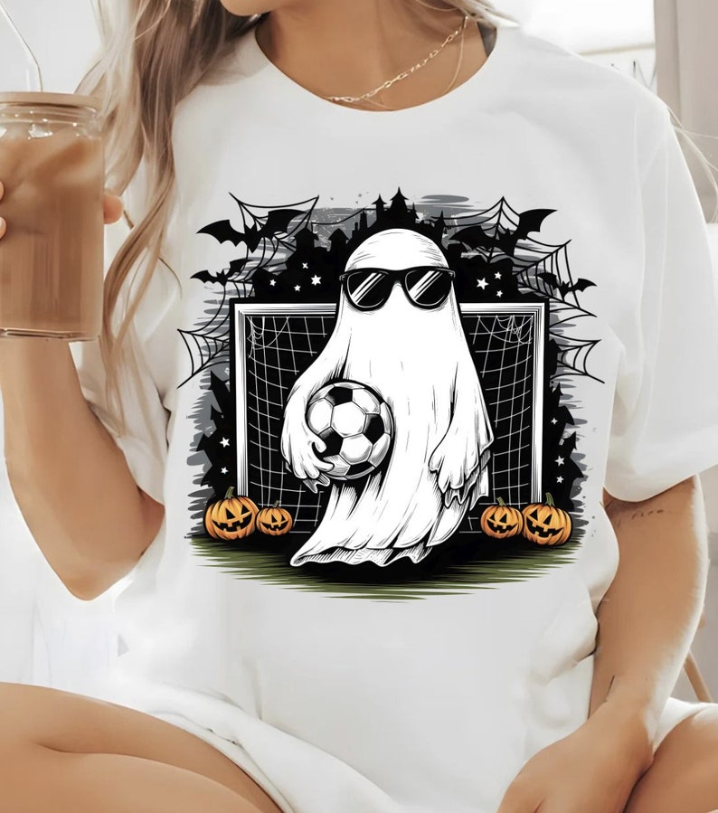 Soccer Ghost Png, Cute Ghost Playing Soccer Png, Retro Halloween Png ...