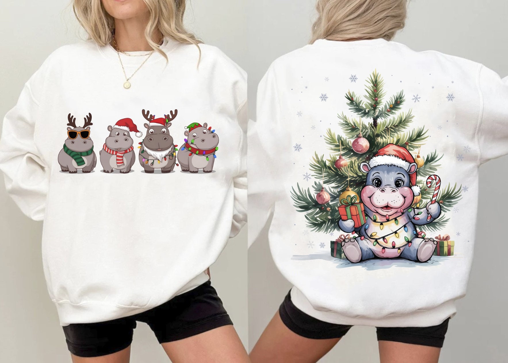 Moo Deng PNG, Hippopotamus Christmas Png, Hippo Christmas Png, Cute ...