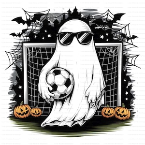 Soccer Ghost Png, Cute Ghost Playing Soccer Png, Retro Halloween Png, Vintage Fall Png ...
