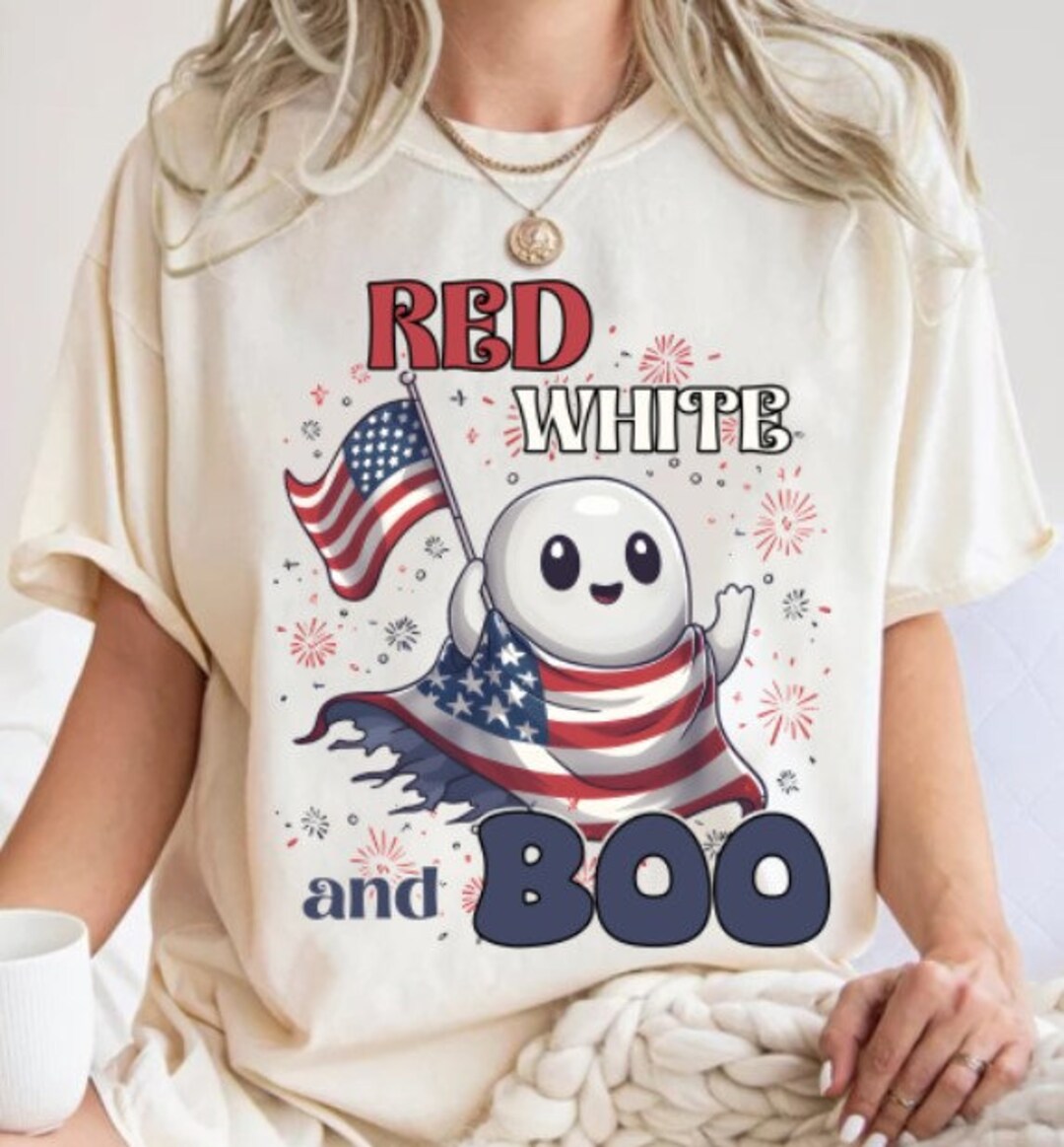 Red White and Boo Png, American Ghost Funny Png, 1776 Independence Day ...