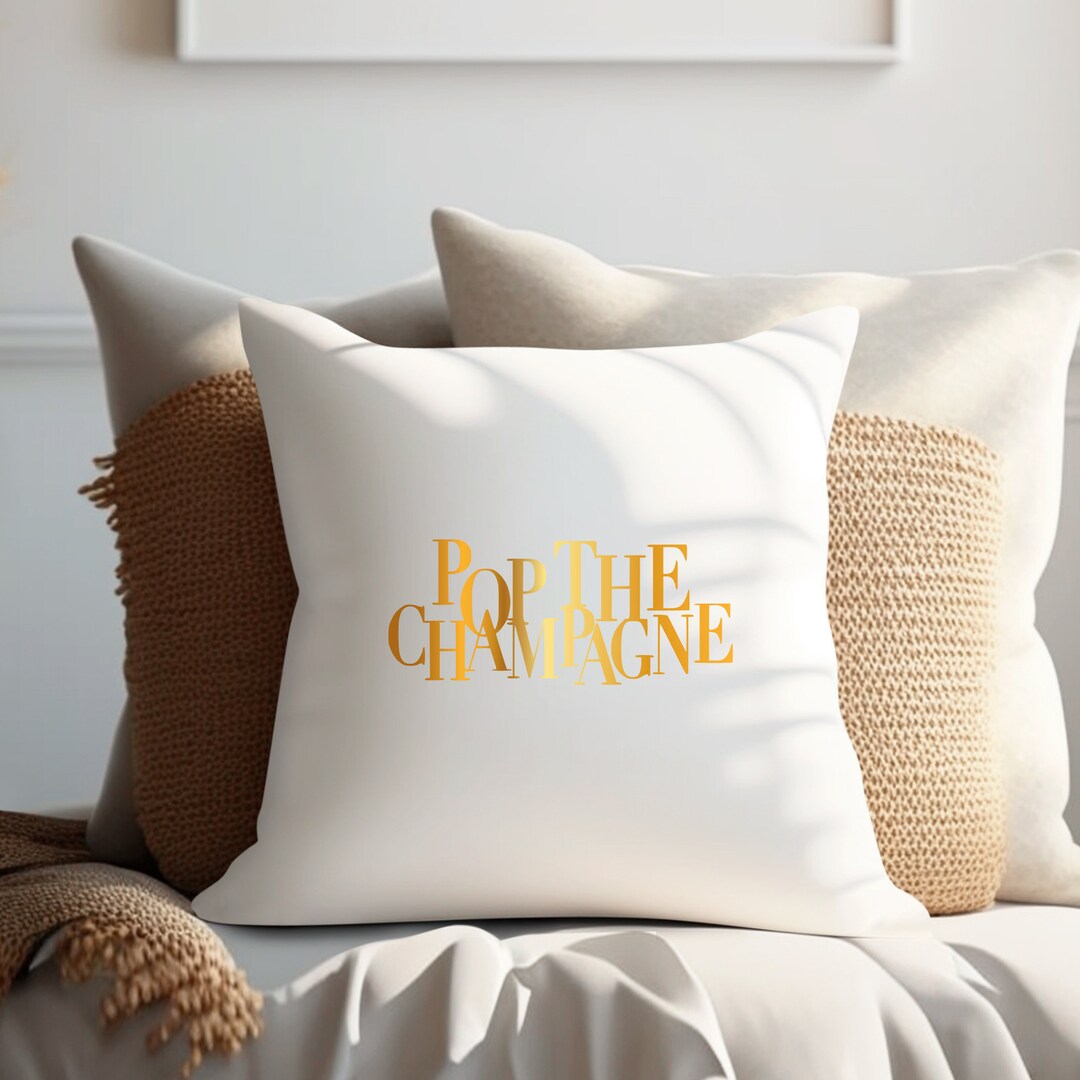 Pop the Champagne Cushion Cover, Party Cushion, Minimalist Cushion ...