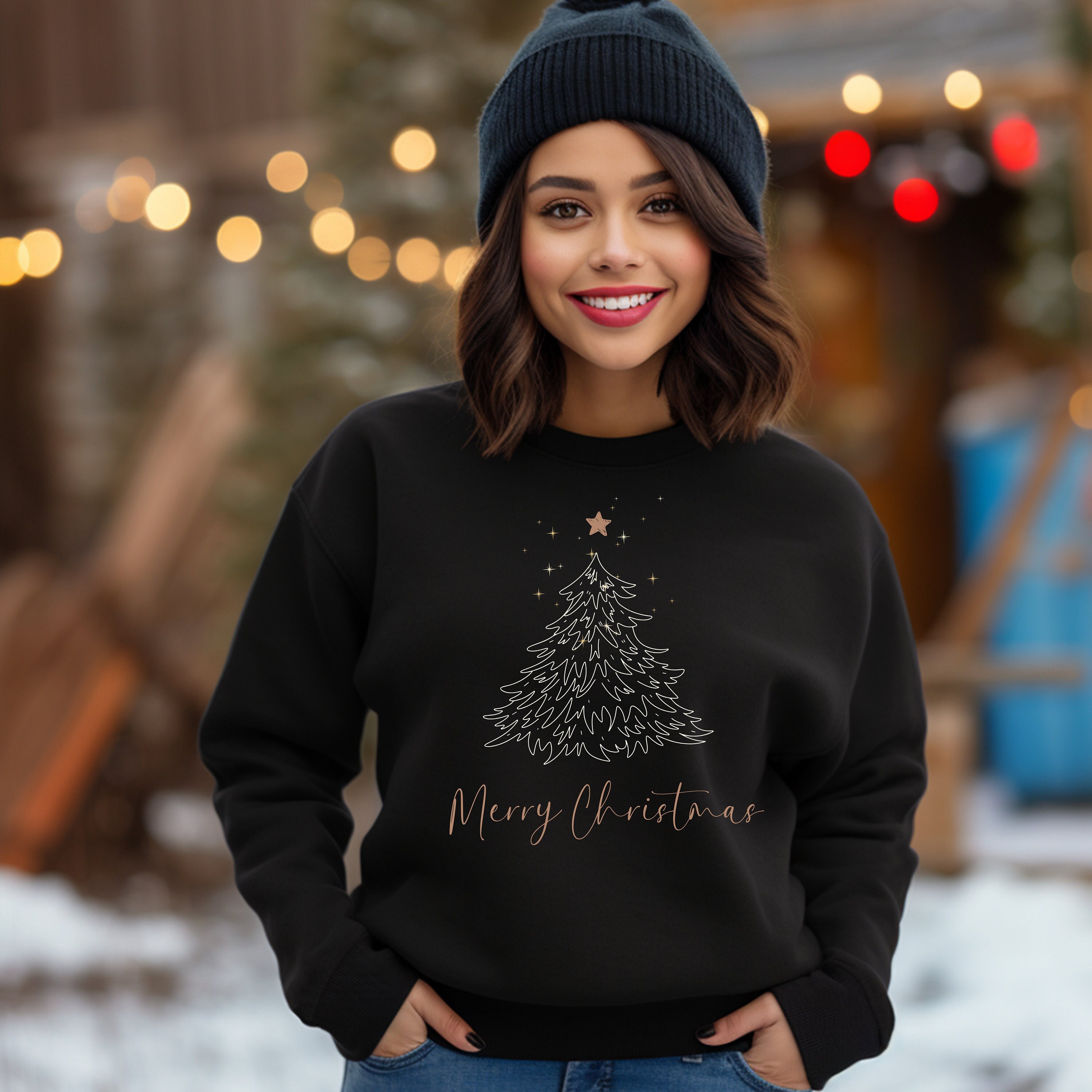 Merry Christmas Sweatshirt, Winter Pulli, Minimalistisch, Weihnachten ...