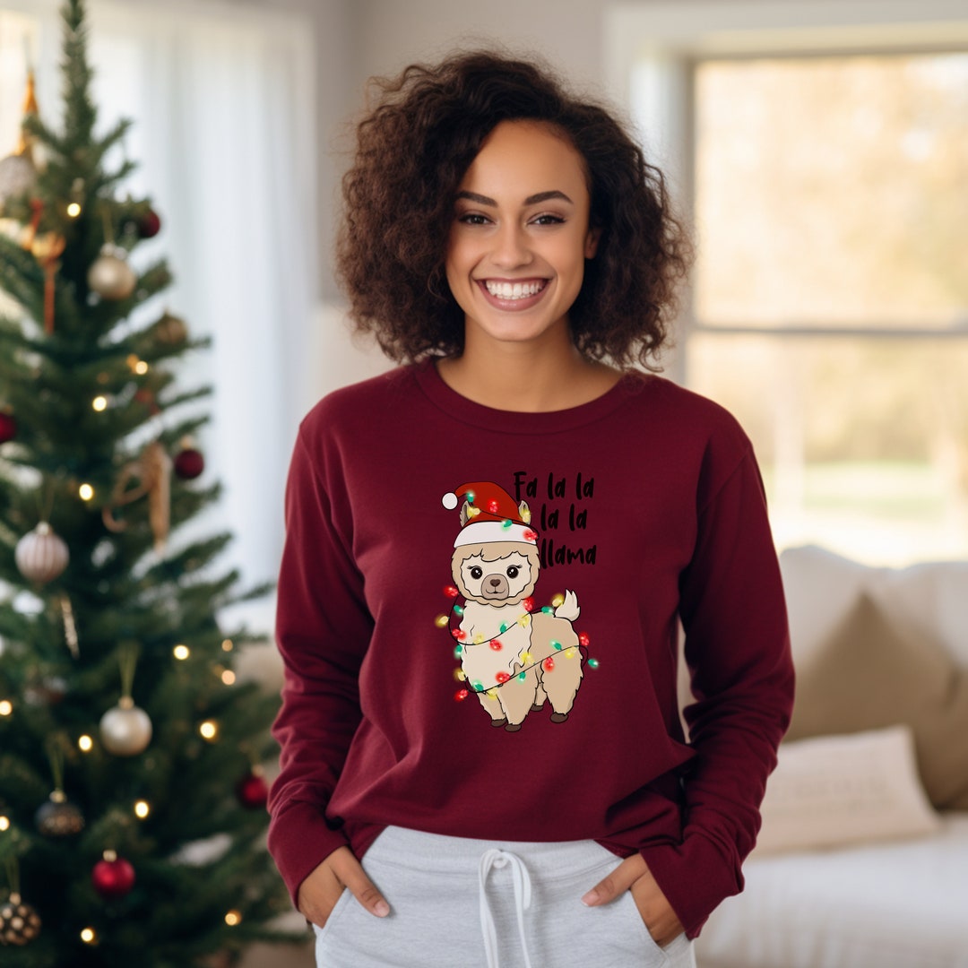 Christmas Lama Sweatshirt, Lama Christmas Shirt for Women, Funny ...