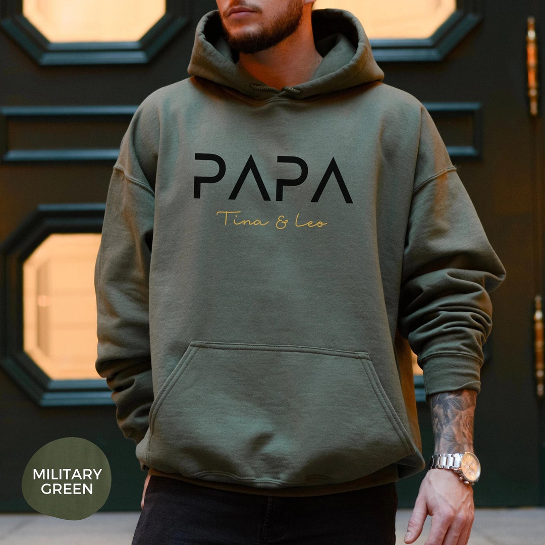 Papa Hoodie personalisiert mit Name, Vater T-Shirt Geschenk, werdender ...