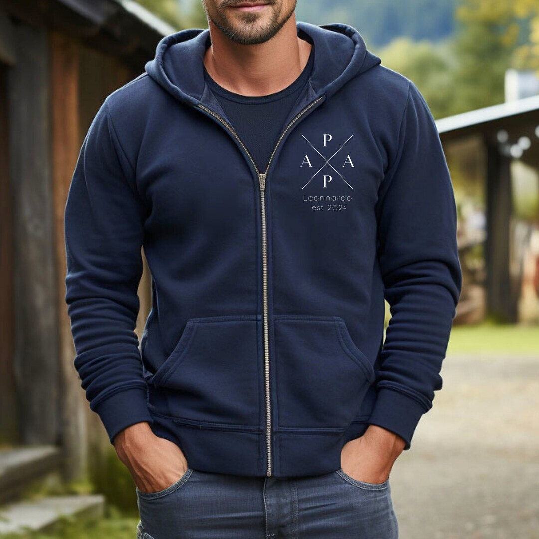 Dad Cardigan Personalized With Name and Year, Father Zip Hoodie Zipper ...