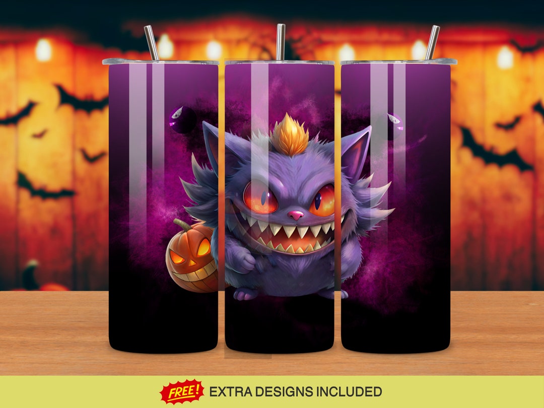 Halloween Pokemon Gengar Tumbler Wrap PNG 20oz Skinny Straight 9.3x8.2 ...
