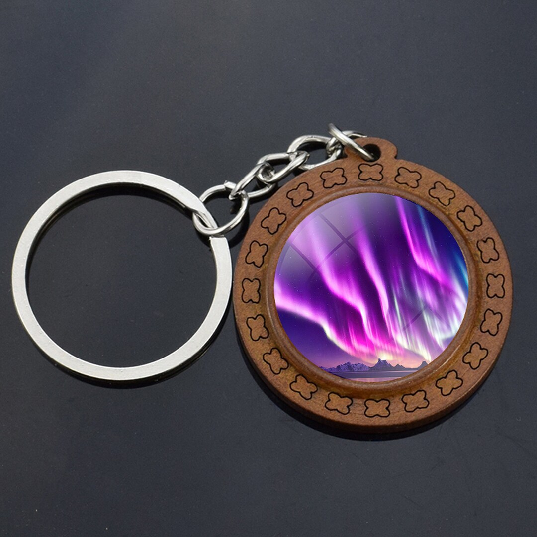 Aurora Borealis Wooden Keyring 2023 Northern Light Jewelry - Etsy