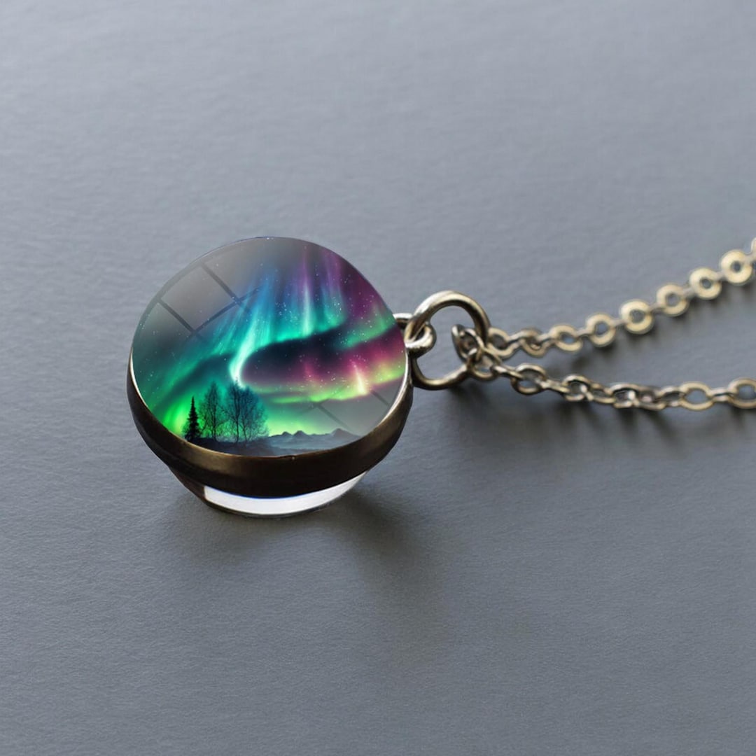 Luminous Aurora Borealis Silver Necklace - Northern Light Jewelry ...
