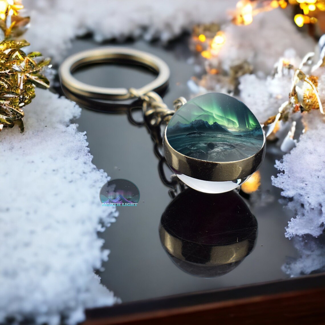 Unique Aurora Borealis Keyring 2023 Northern Light Jewelry Double Side ...