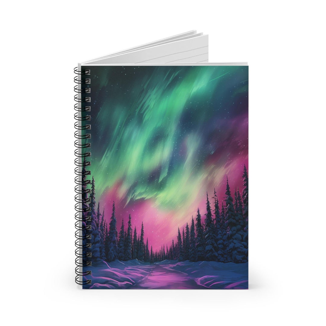 Unique Aurora Borealis Spiral Notebook Ruled Line Personalized Northern ...