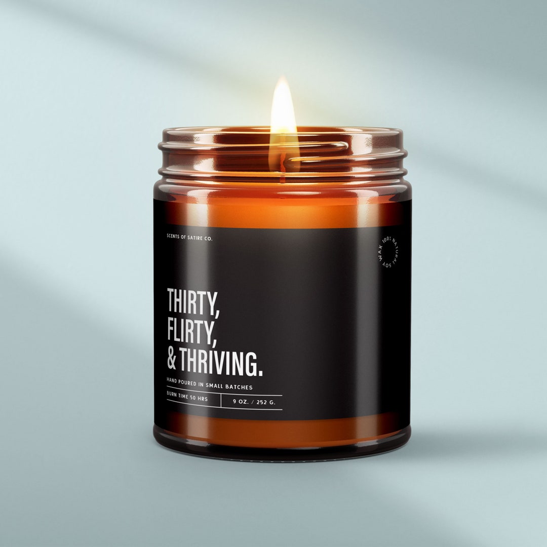 Thirty, Flirty, and Thriving Candle, 30th Birthday Candles, Home Decor ...