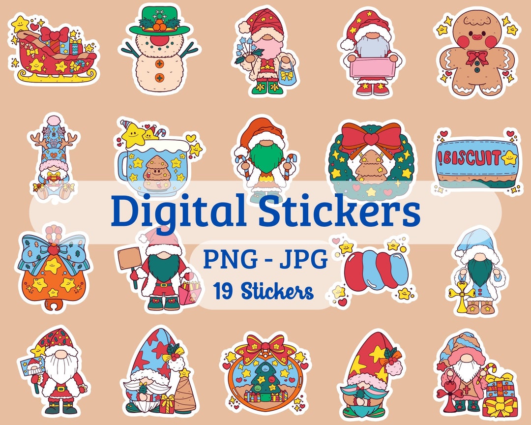 Cute Christmas Cut Digital Sticker Files JPG and PNG - Etsy