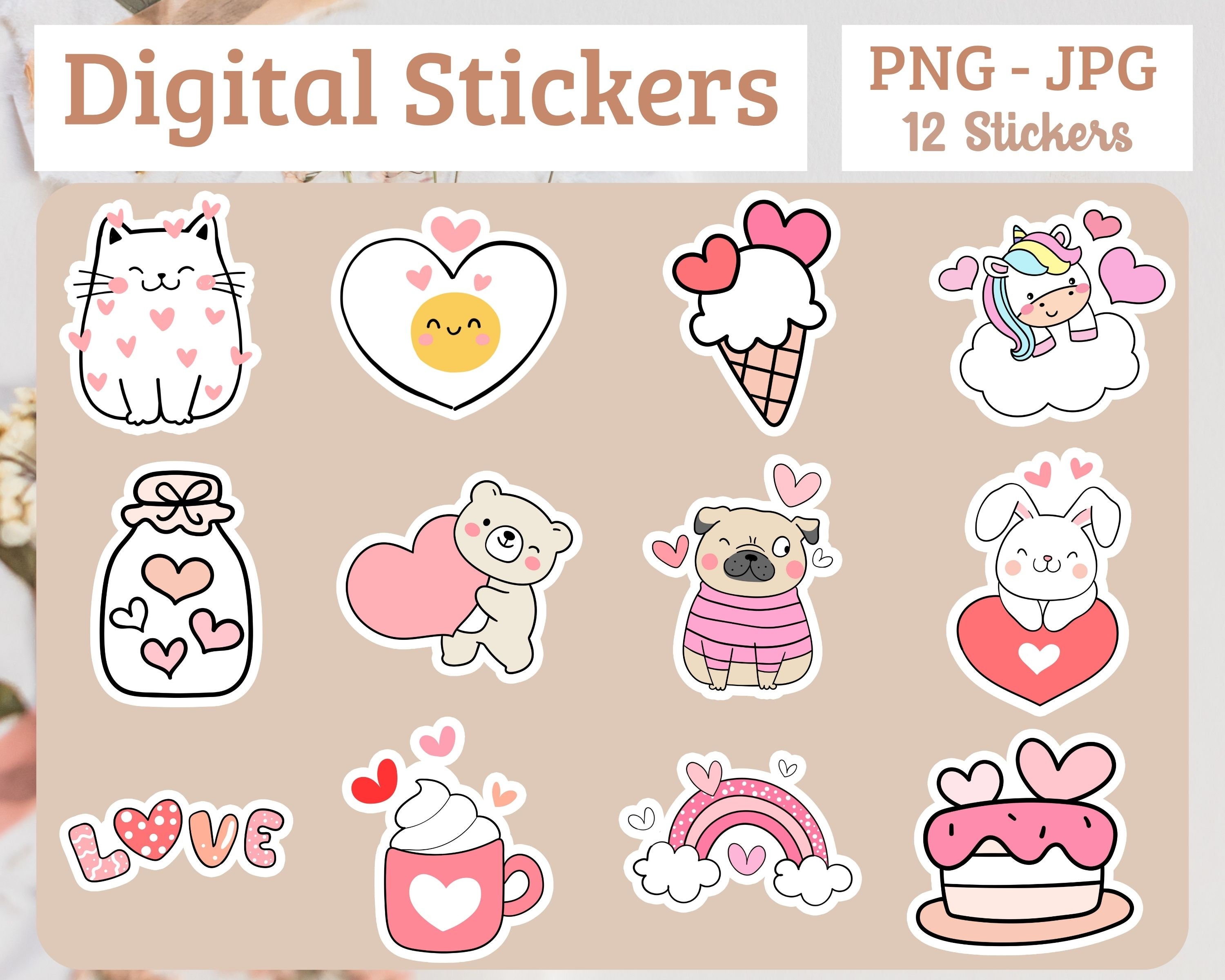 Cute Heart Cut Digital Sticker Files JPG and PNG Printable - Etsy