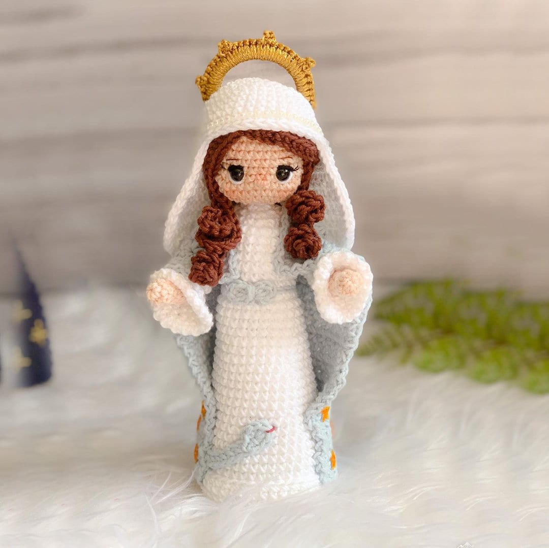 Crochet Mother Mary With Rosary, Crochet Blessed Virgin Mary, Holy Mary ...