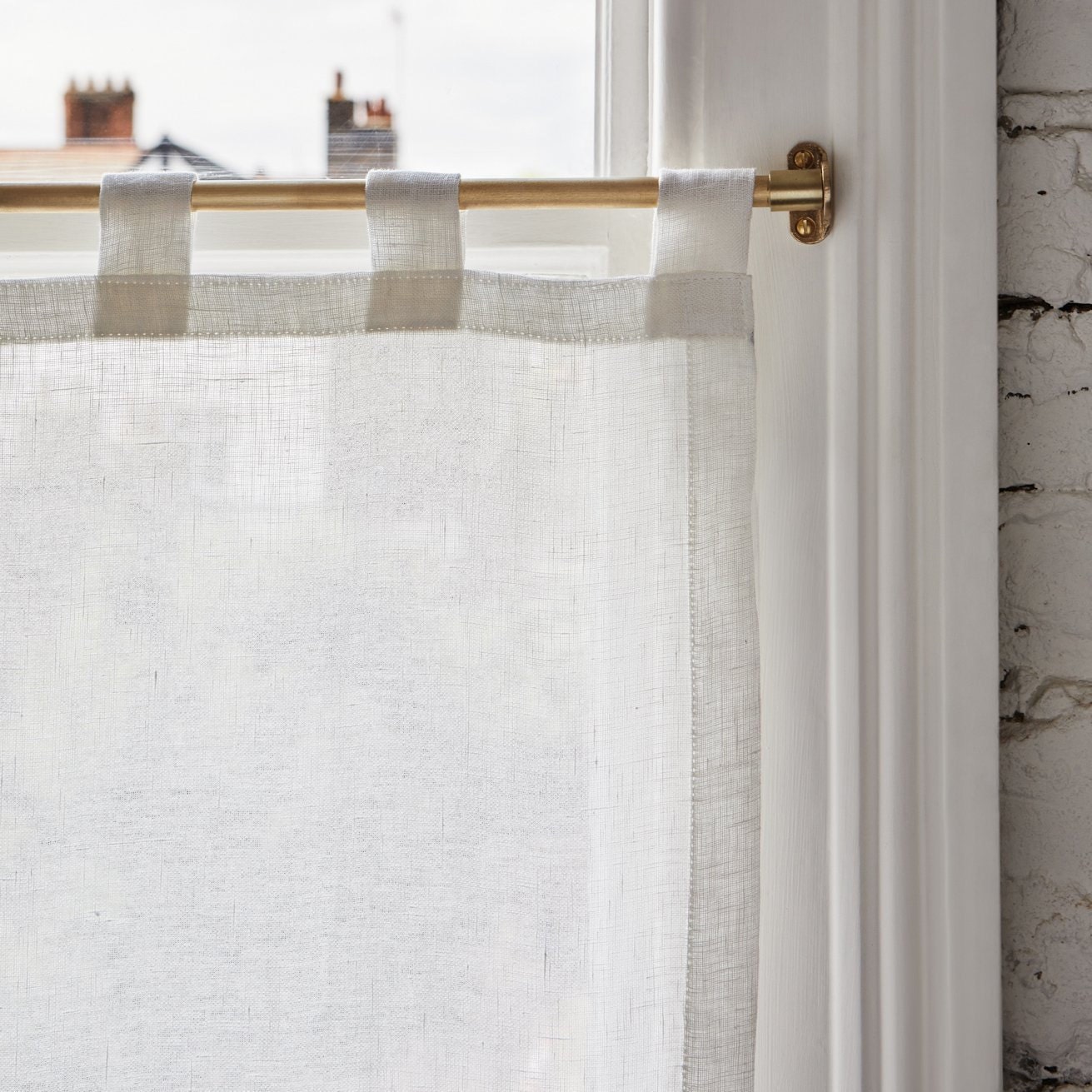Pure Linen Cafe Curtain Panel, White Linen Bistro Curtain, White Linen ...