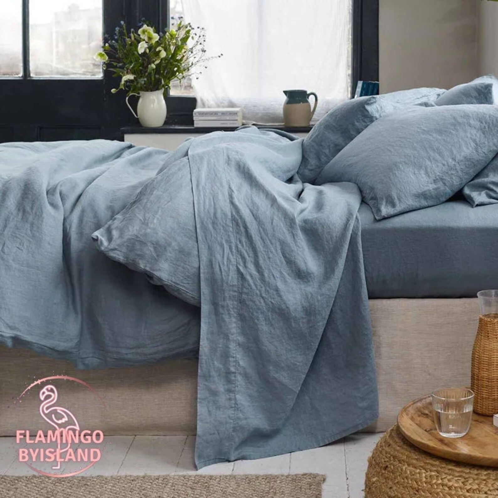 Linen Flat Sheets, Washed Soft Linen Bedding, Custom Size Flat Sheet ...