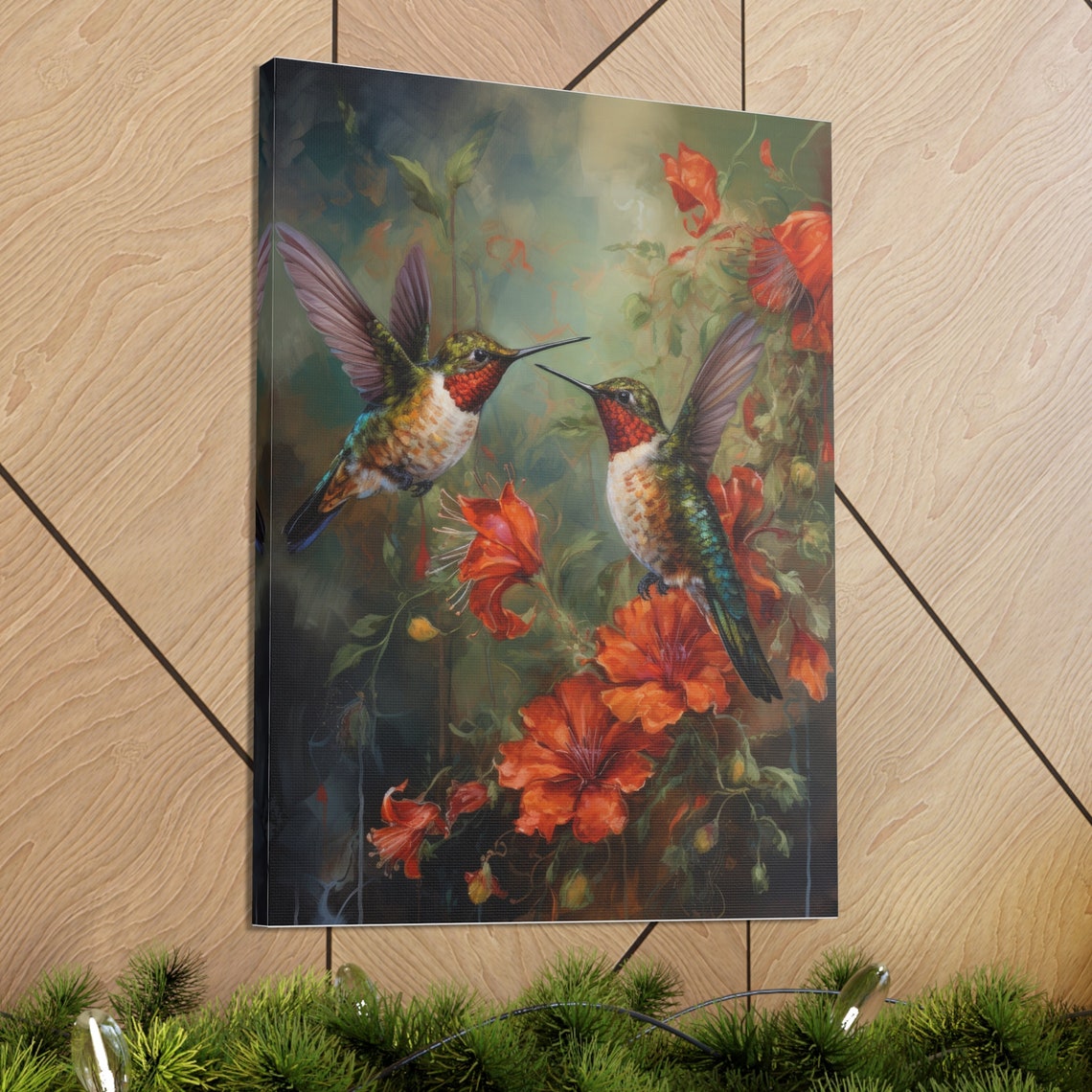Hummingbird Canvas Art Print, Bird Painting, Bird Wall Art, Bird ...