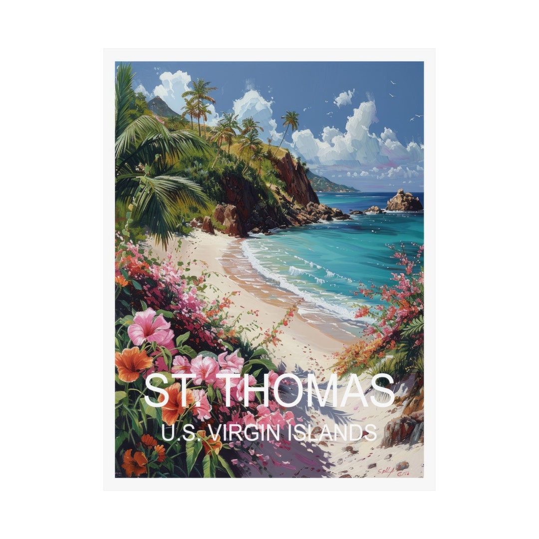 St. Thomas Travel Poster, Landscape Poster Art, Travel Art Poster ...