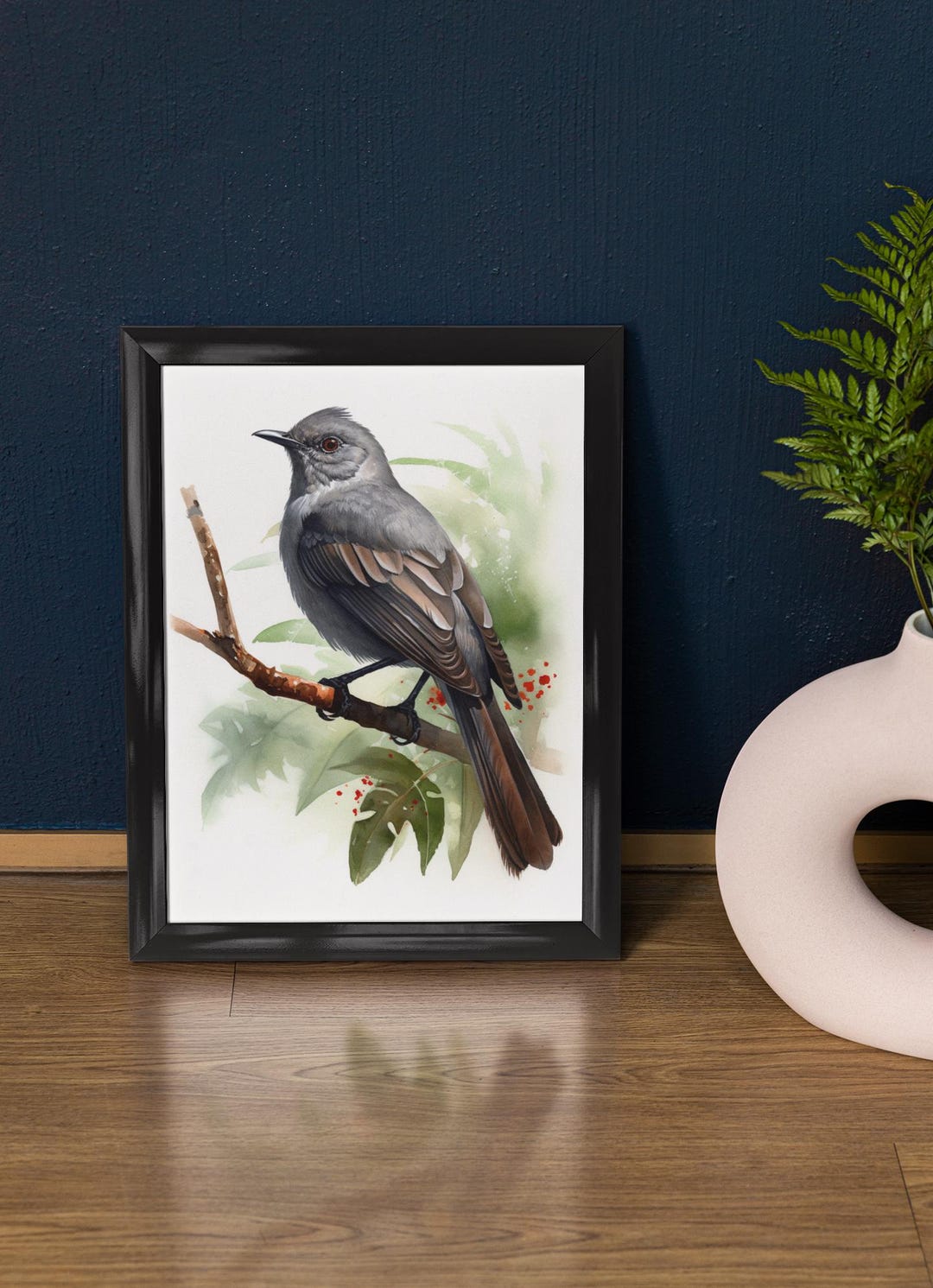 Gray Catbird Bird Watercolor Painting Art Print: Nature Wall Hanging ...