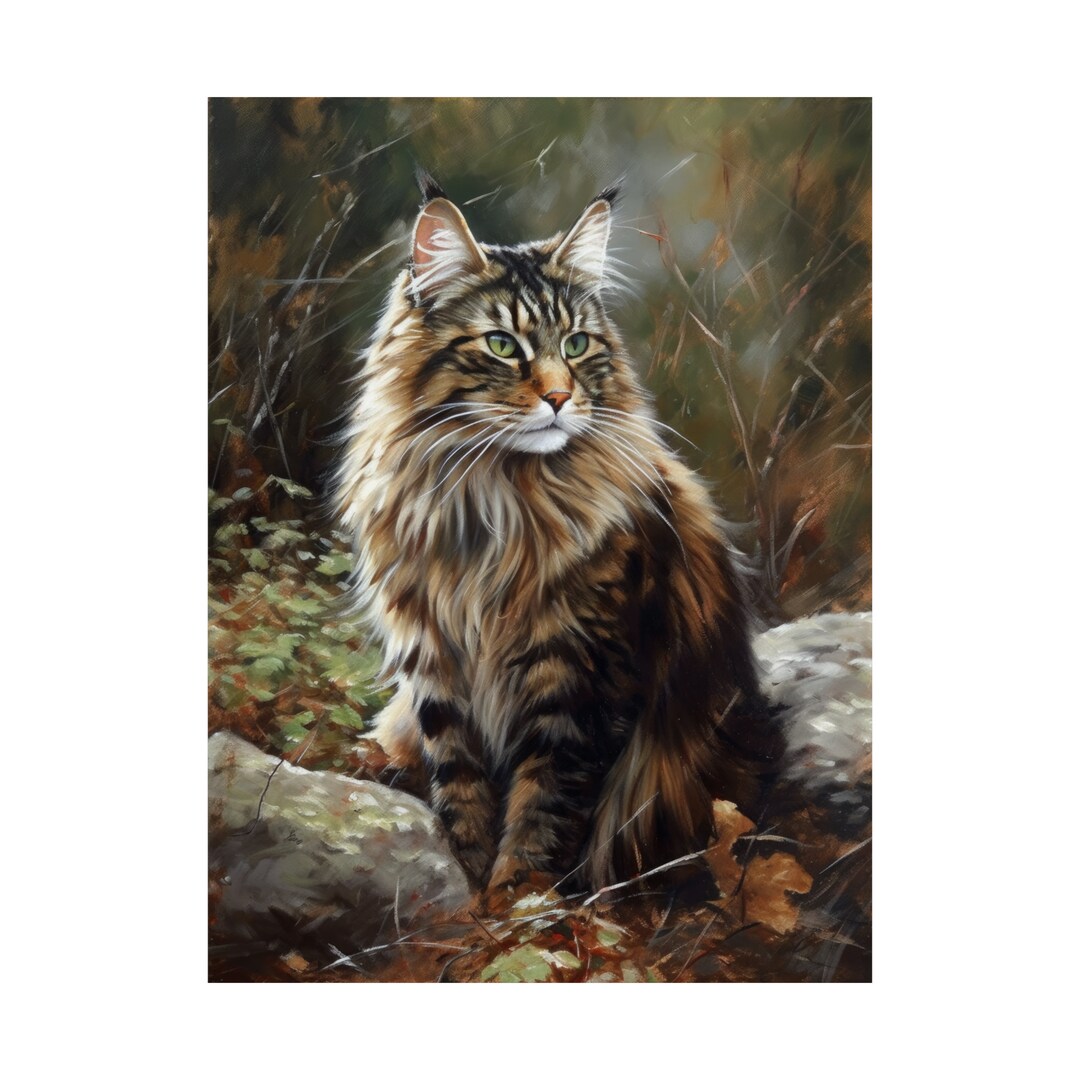 Norwegian Forest Cat Art Print, Cat Wall Art, Cat Artwork, Animal ...